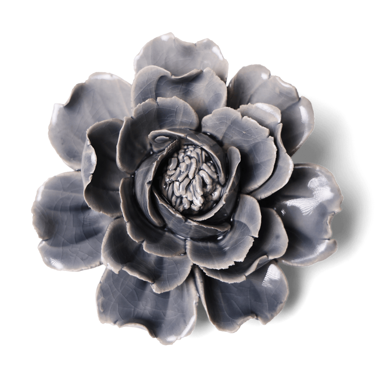 Medium Ceramic Rose Wall Decor Set Grey 6 Pieces