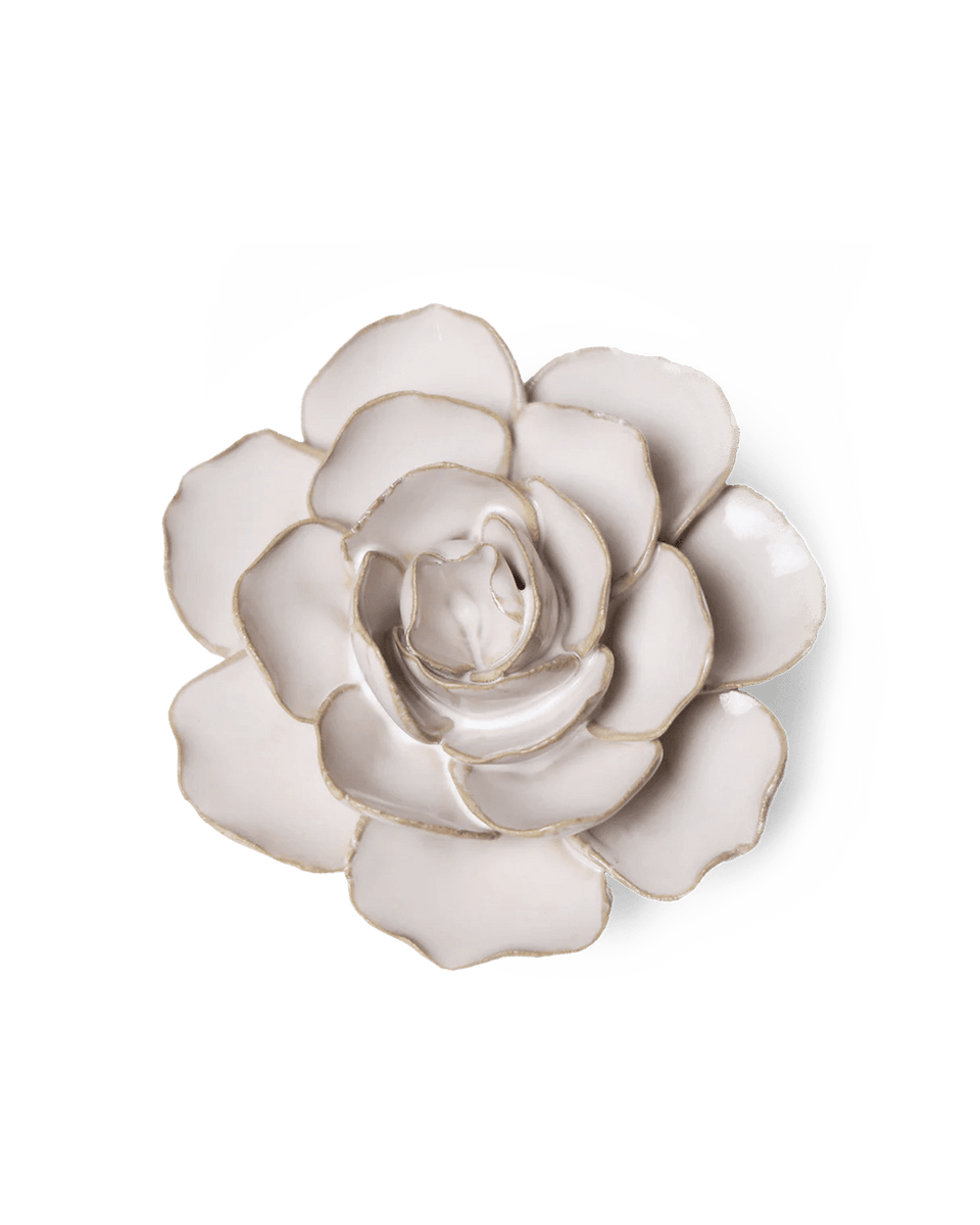 Ivory Amandine Ranunculus Ceramic Wall Flower | Chive