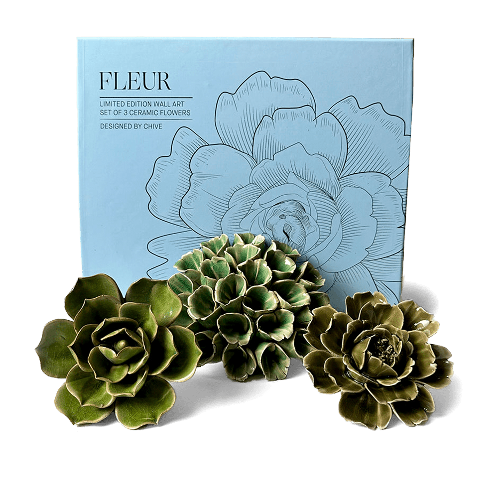 Ceramic Wall Decor Set - Handcrafted Flower Box Art