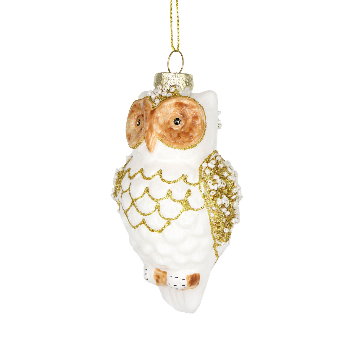 Glass Owl Christmas Ornament - White Holiday Decoration – Chive ...