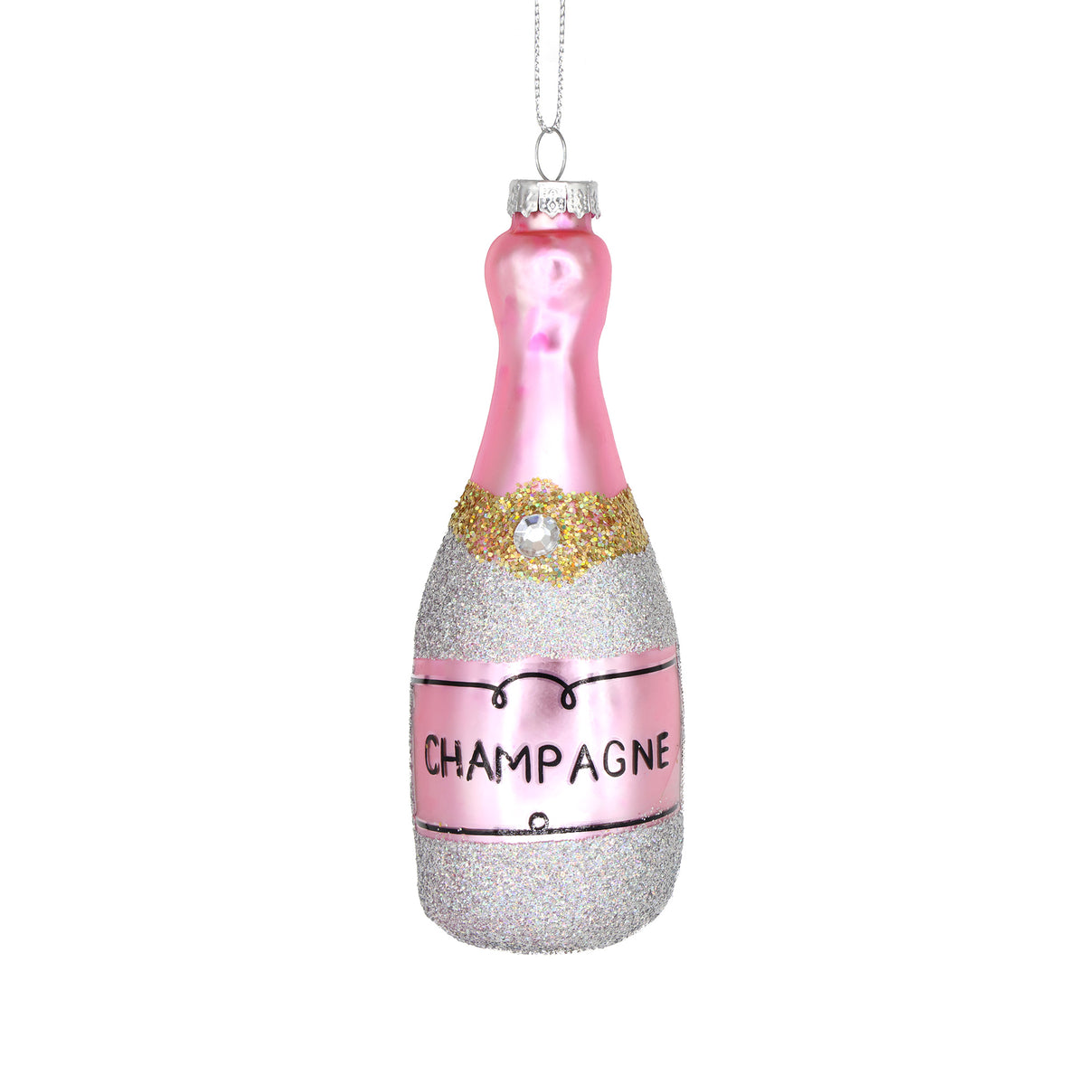 Christmas Ornament: Pink Champagne Sparkle Decoration – Chive Ceramics ...