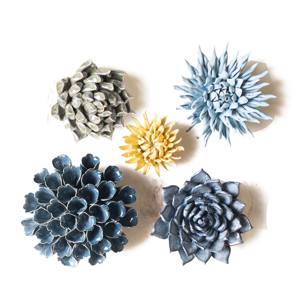 Ceramic Flowers With Keyhole For Hanging On Walls Venice Set – Chive US