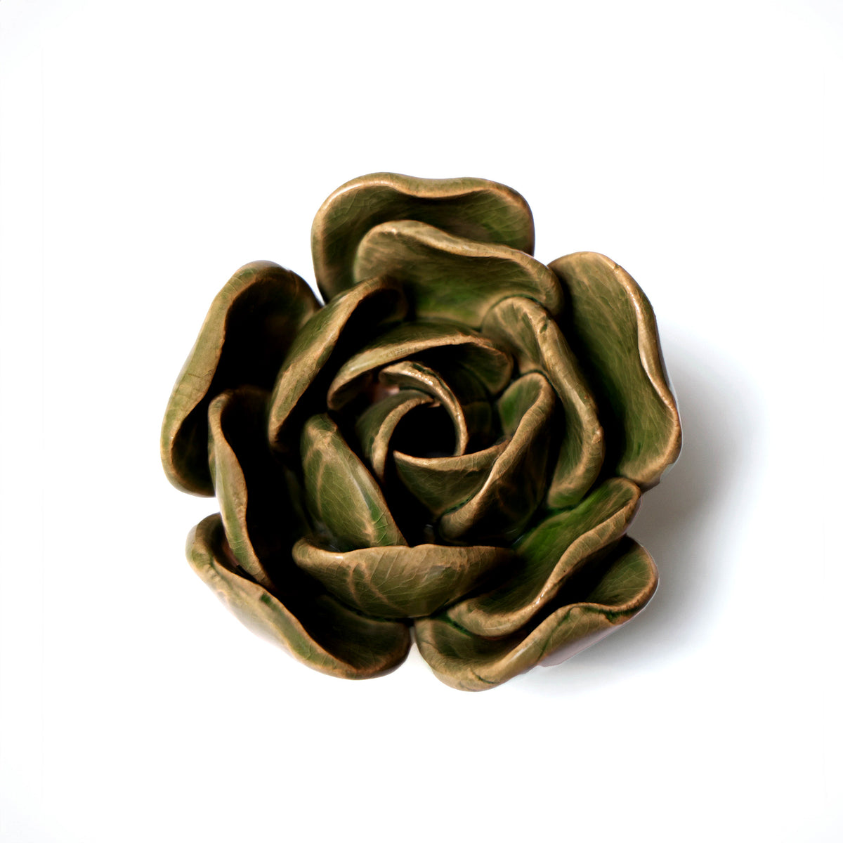 Ceramic Flower Wall Art Green Rose 4 – Chive Ceramics Studio